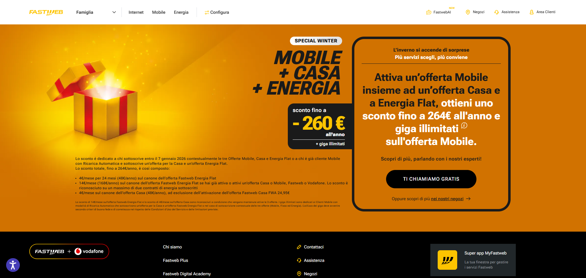 Fastweb + Vodafone lancia “Special Winter”: l’offerta con Fastweb Energia